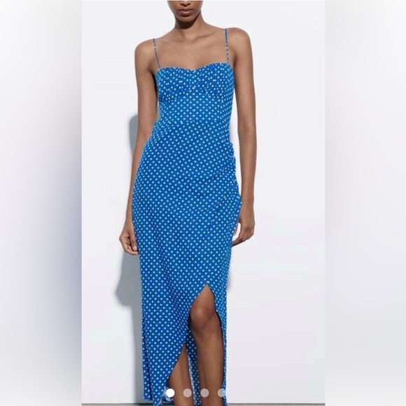Zara | Dresses | Zara Blue And White Strapless Bodycon Dress | Poshmark